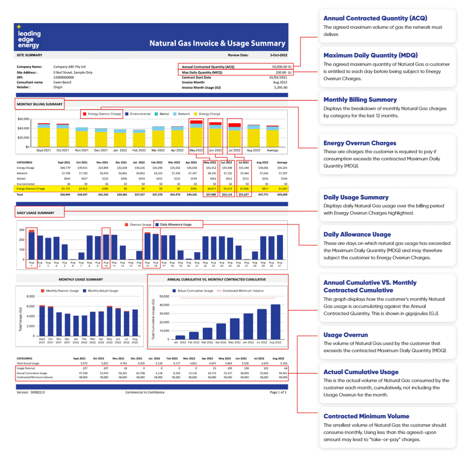Natural Gas Invoice and Usage Summary - Leading Edge Energy